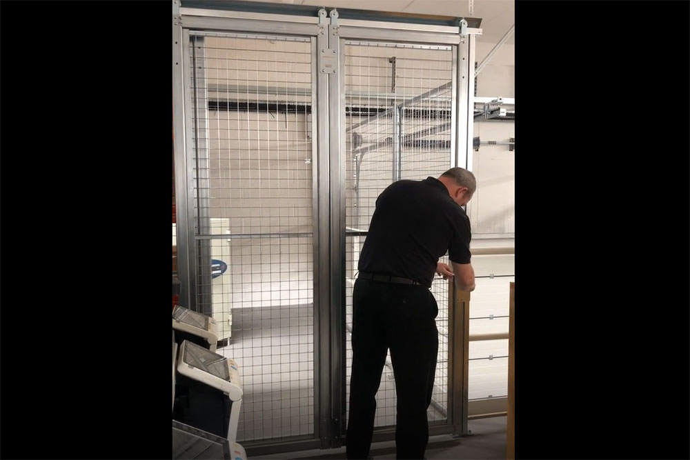 Lockable Mesh Sliding Doors For Caged Partitioning Area | MeshSTOR