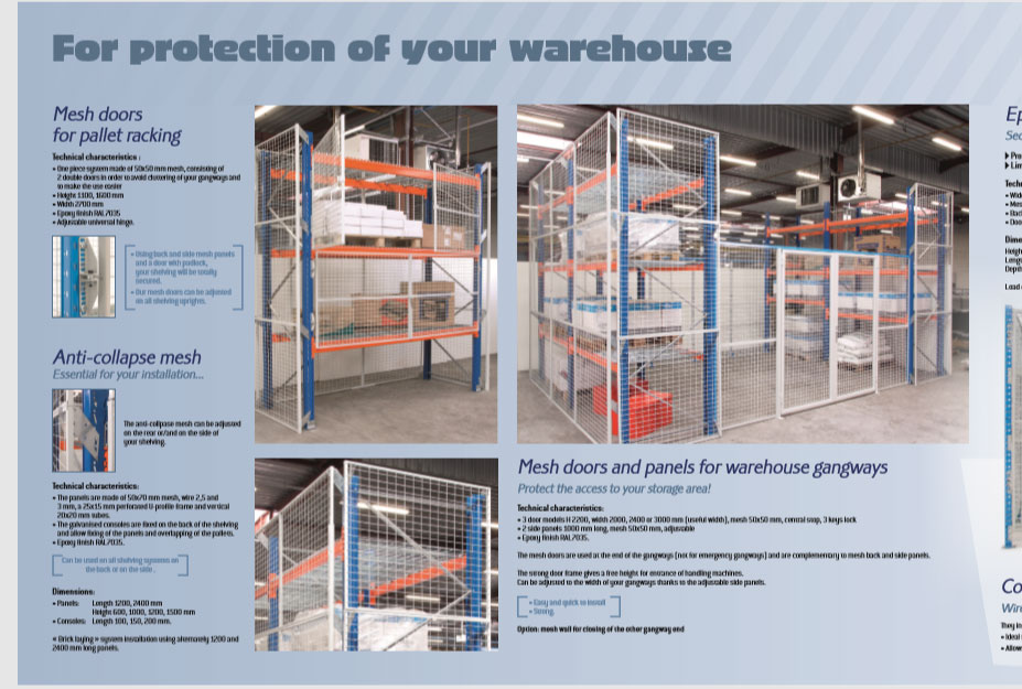 Mesh protection to shelving & racking, spill storage shelving, mesh ...