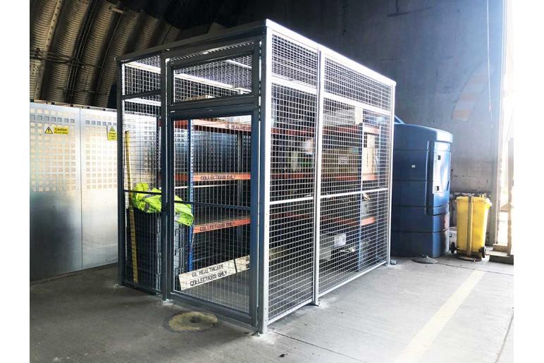 Mesh Storage Cage Fitted With Roof For MRI Parts Store | MeshSTOR