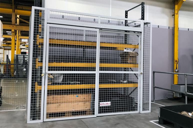 Sliding doors on pallet racking or partitioning | MeshSTOR