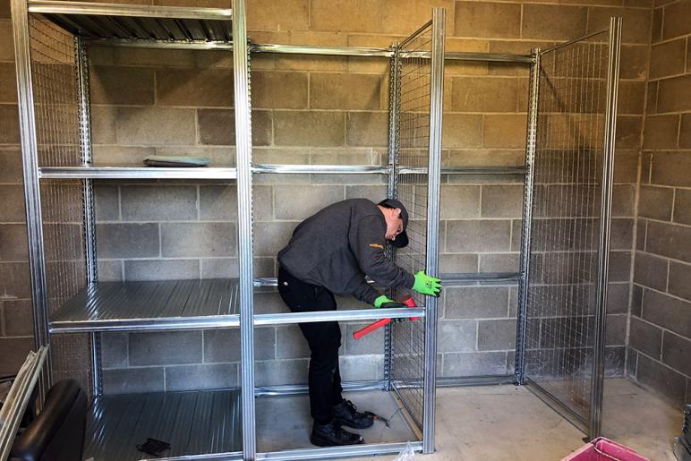 Mesh doors fitted to shelving | MeshSTOR