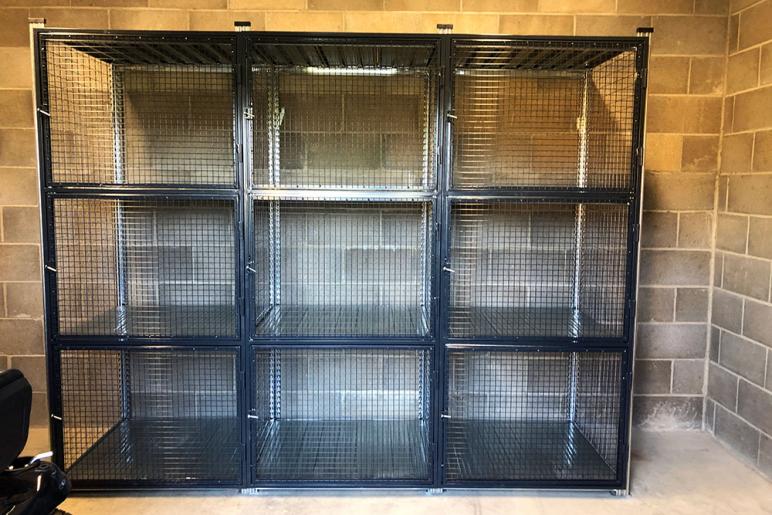 Mesh doors fitted to shelving | MeshSTOR