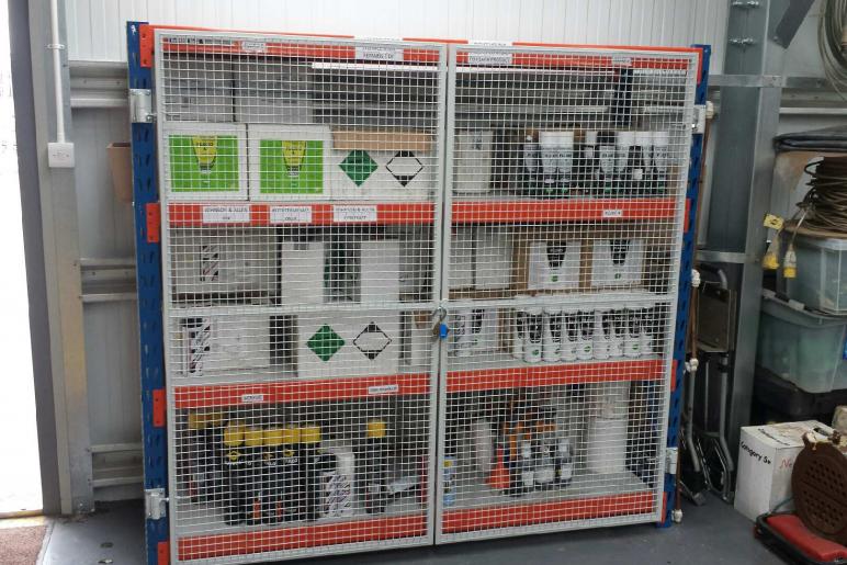 Security mesh longspan shelving & racking with lockable doors | MeshSTOR