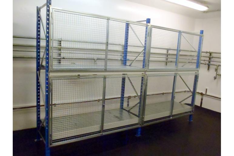 Security mesh longspan shelving & racking with lockable doors | MeshSTOR