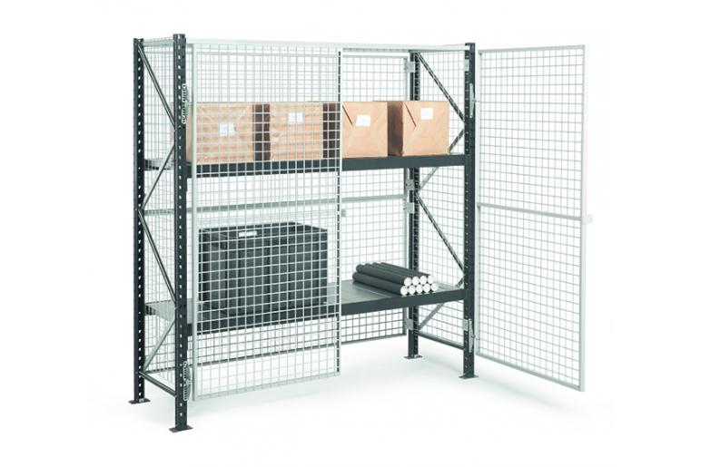 Security mesh longspan shelving & racking with lockable doors | MeshSTOR