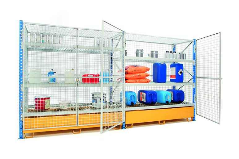 Security mesh longspan shelving & racking with lockable doors | MeshSTOR