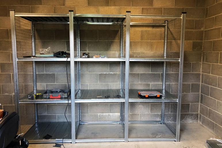 Mesh doors fitted to shelving | MeshSTOR