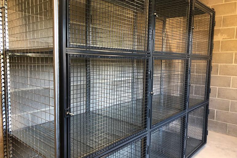Mesh doors fitted to shelving | MeshSTOR